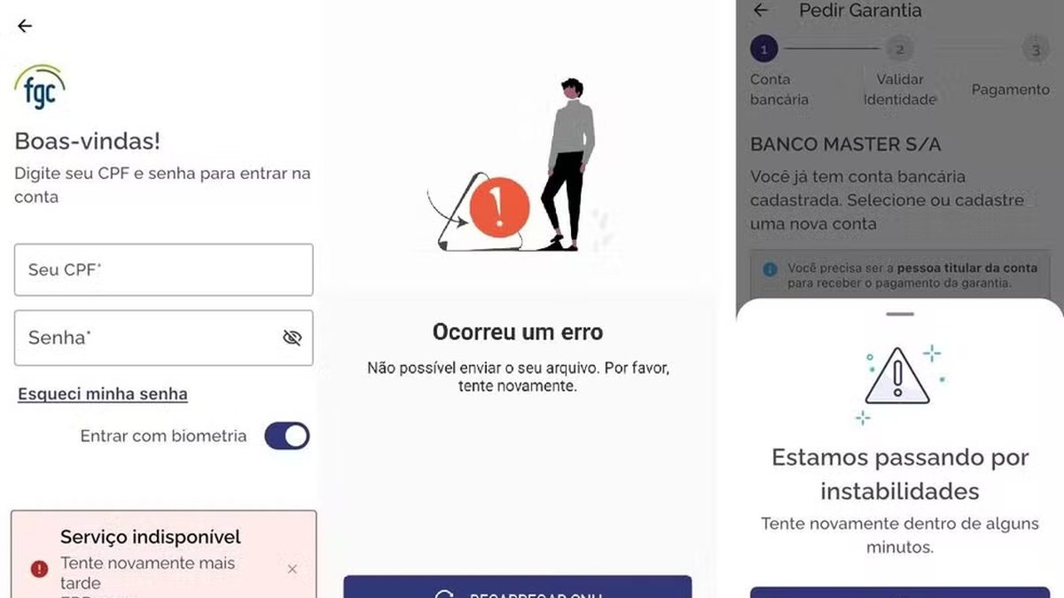 Banco Master: Aplicativo do FGC fica instável no primeiro dia de pagamentos