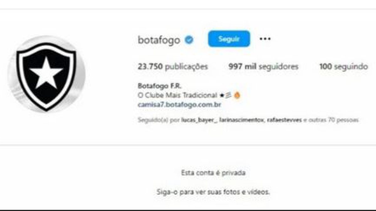 Botafogo “tranca” perfil após campanha de compras de seguidores; entenda