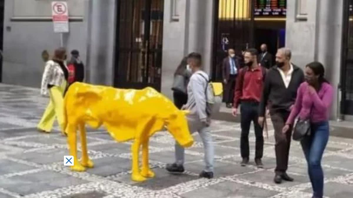 Vaca magra é instalada em frente à Bolsa após 'touro de ouro'