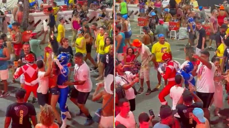 VÍDEO: 'Power Rangers' caem na dança e animam foliões no Circuito Dodô