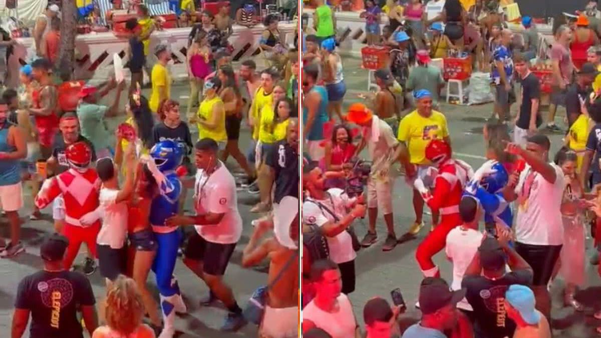 VÍDEO: 'Power Rangers' caem na dança e animam foliões no Circuito Dodô
