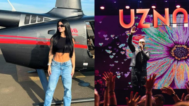 Juntos! Rayane Figliuzzi viaja no mesmo helicóptero que Belo