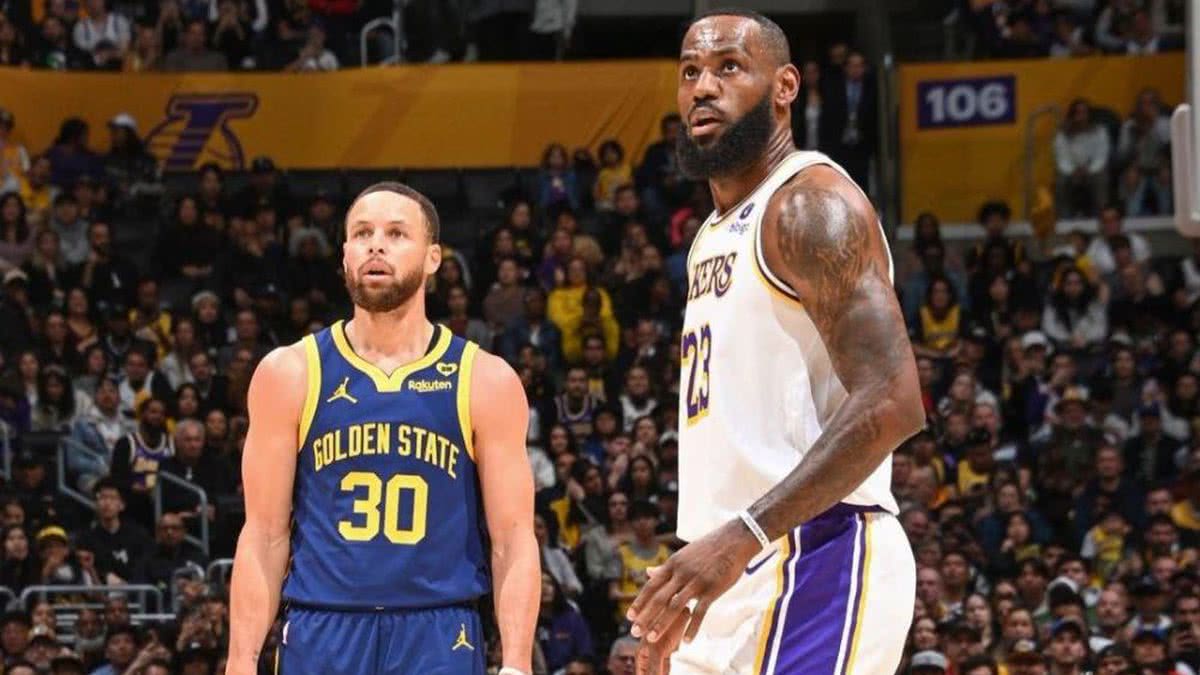 LeBron James faz cesta de "quatro pontos" e irrita Stephen Curry; assista