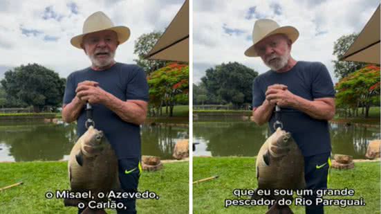 “Como não ganhei presente de aniversário, esse peixe aqui é meu grande ...
