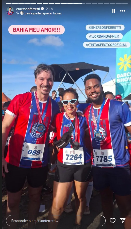 Presidente do Bahia participa de corrida com namorado em Salvador