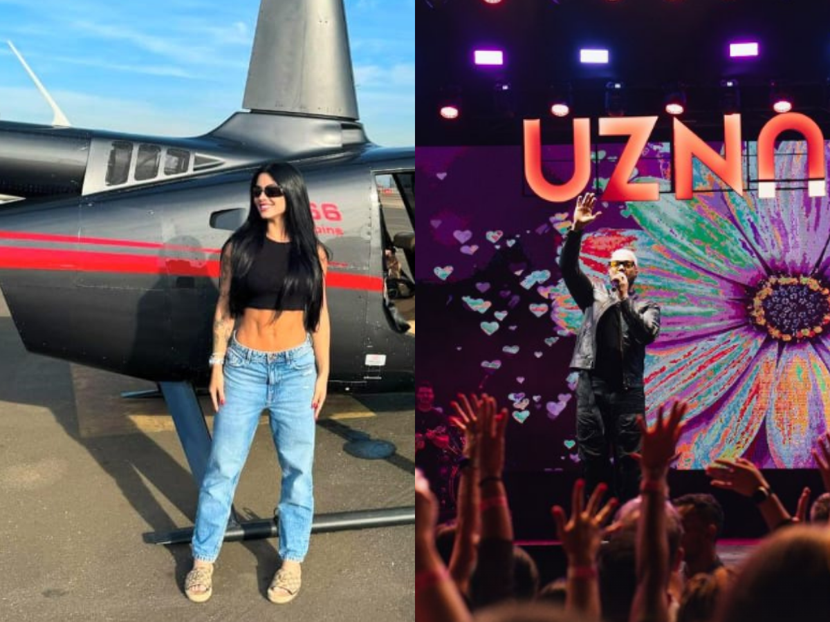 Juntos! Rayane Figliuzzi viaja no mesmo helicóptero que Belo