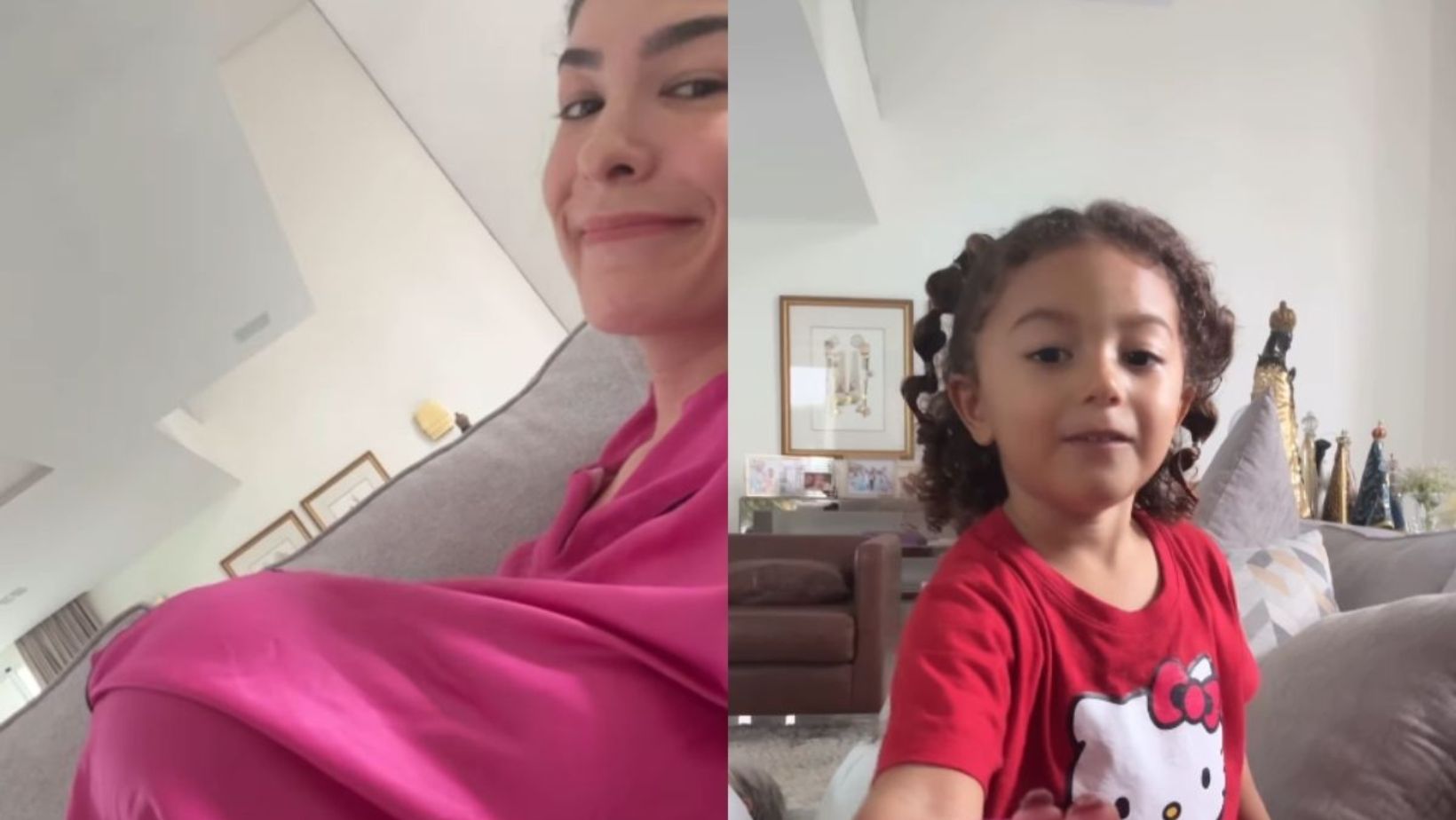Filha de Lore Improta e Léo Santana anuncia “gravidez” da mãe em vídeo fofo e pede irmã: “Quero ...