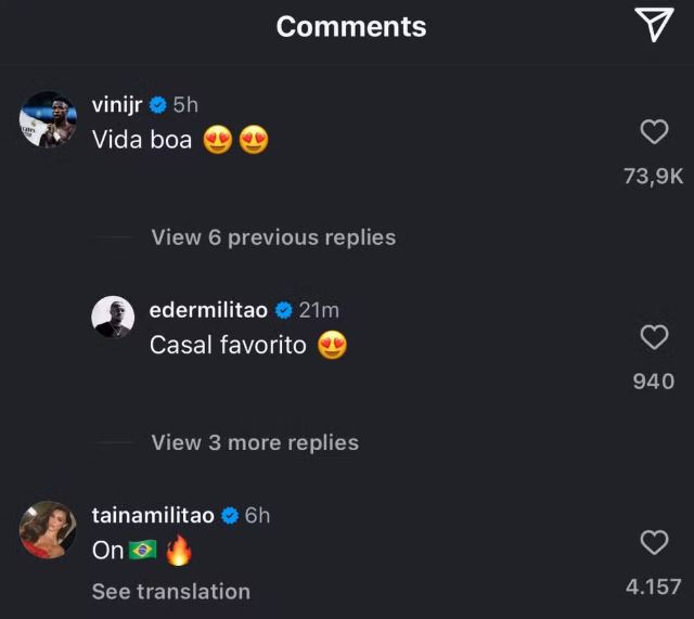 Namorados? Éder Militão entrega romance entre Vini Jr. e Virginia ...